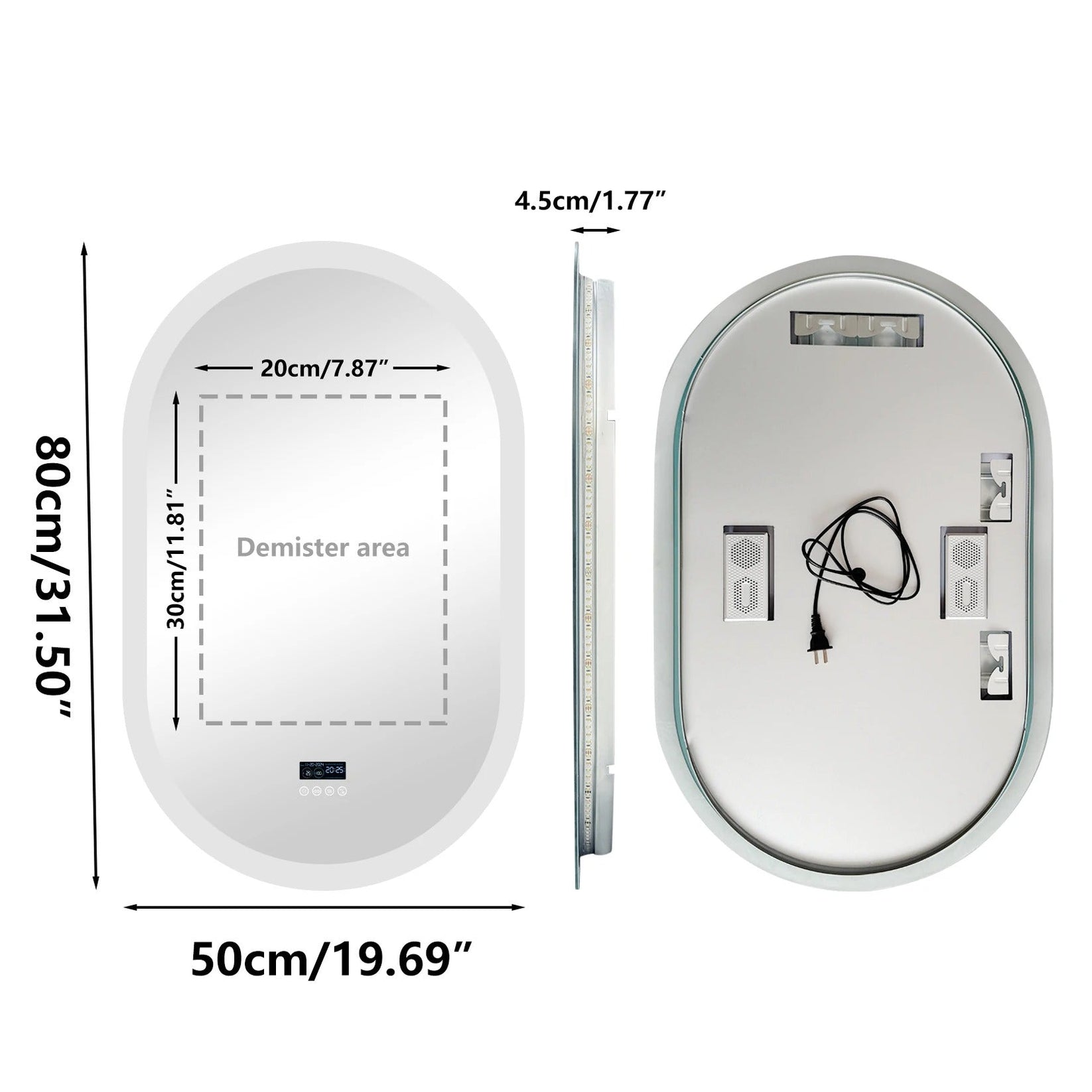 Oval Smart LED Bathroom Mirror with Bluetooth Speaker – Touch Sensor ...
