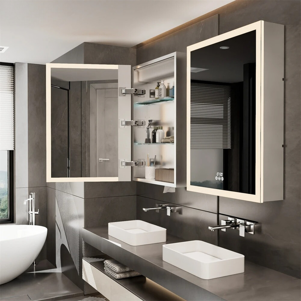 LED Bathroom Mirror Cabinet- Smart Storage & Digital Display – LED ...